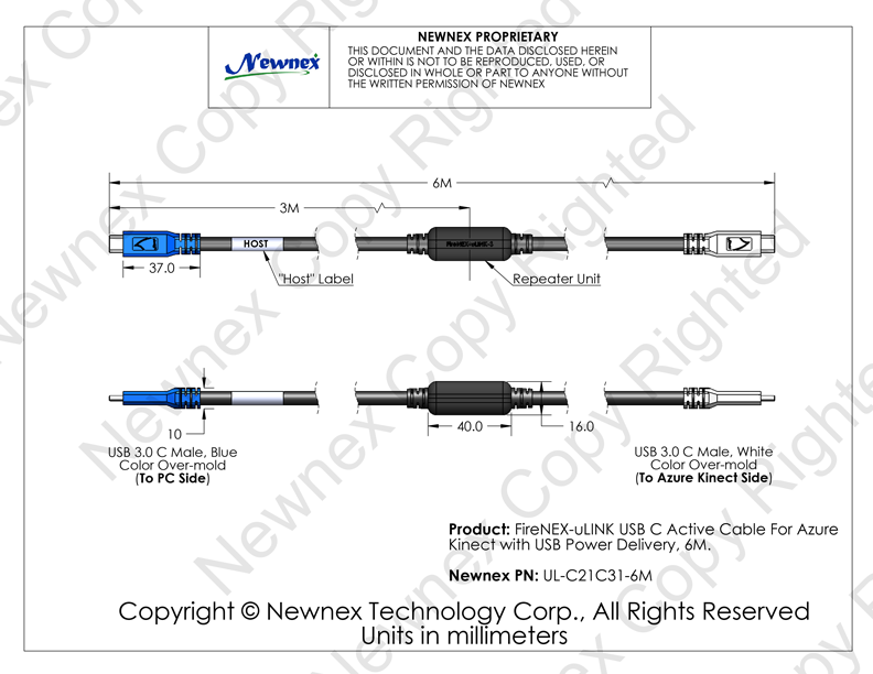 Active USB C to C Extender Cable | USB 3.0 Data and 5V Power