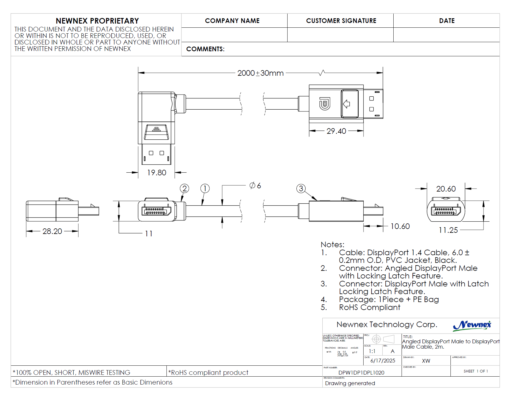 Newnex USB C to DisplayPort Cables | DP Alt Mode Support