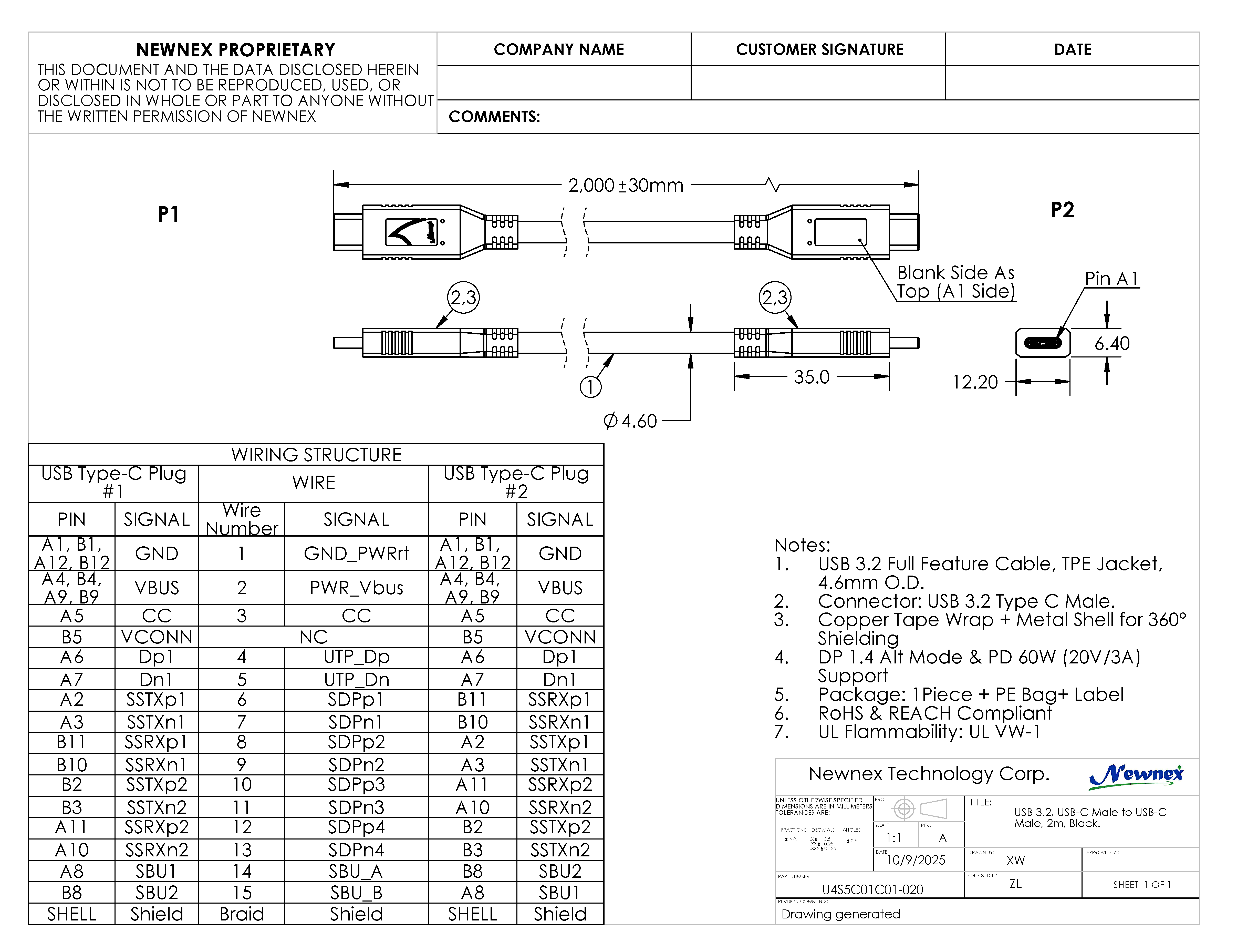 USB C to USB C Cable for USB 3.2, Display and PD | Newnex