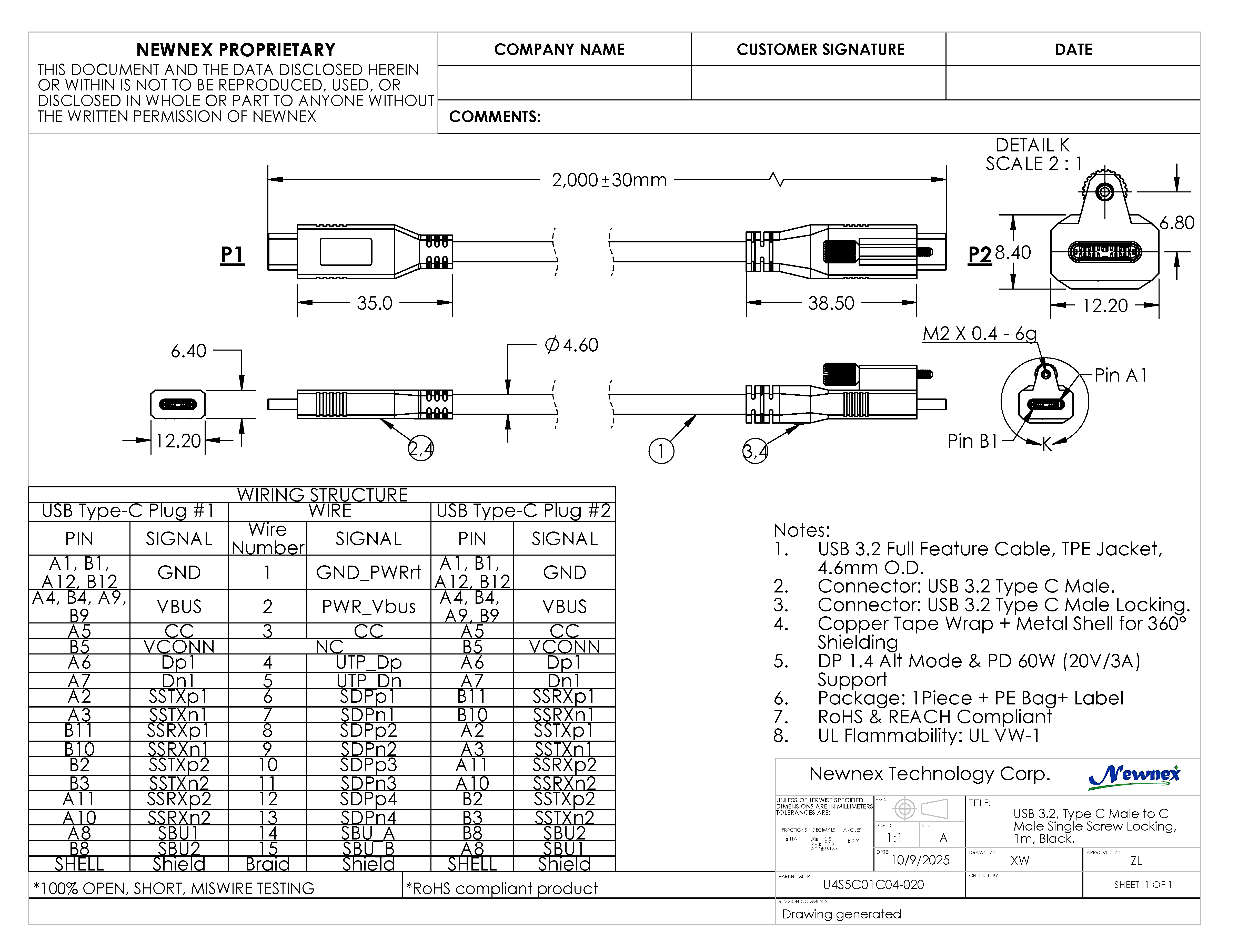 USB C to USB C Cable for USB 3.2, Display and PD | Newnex