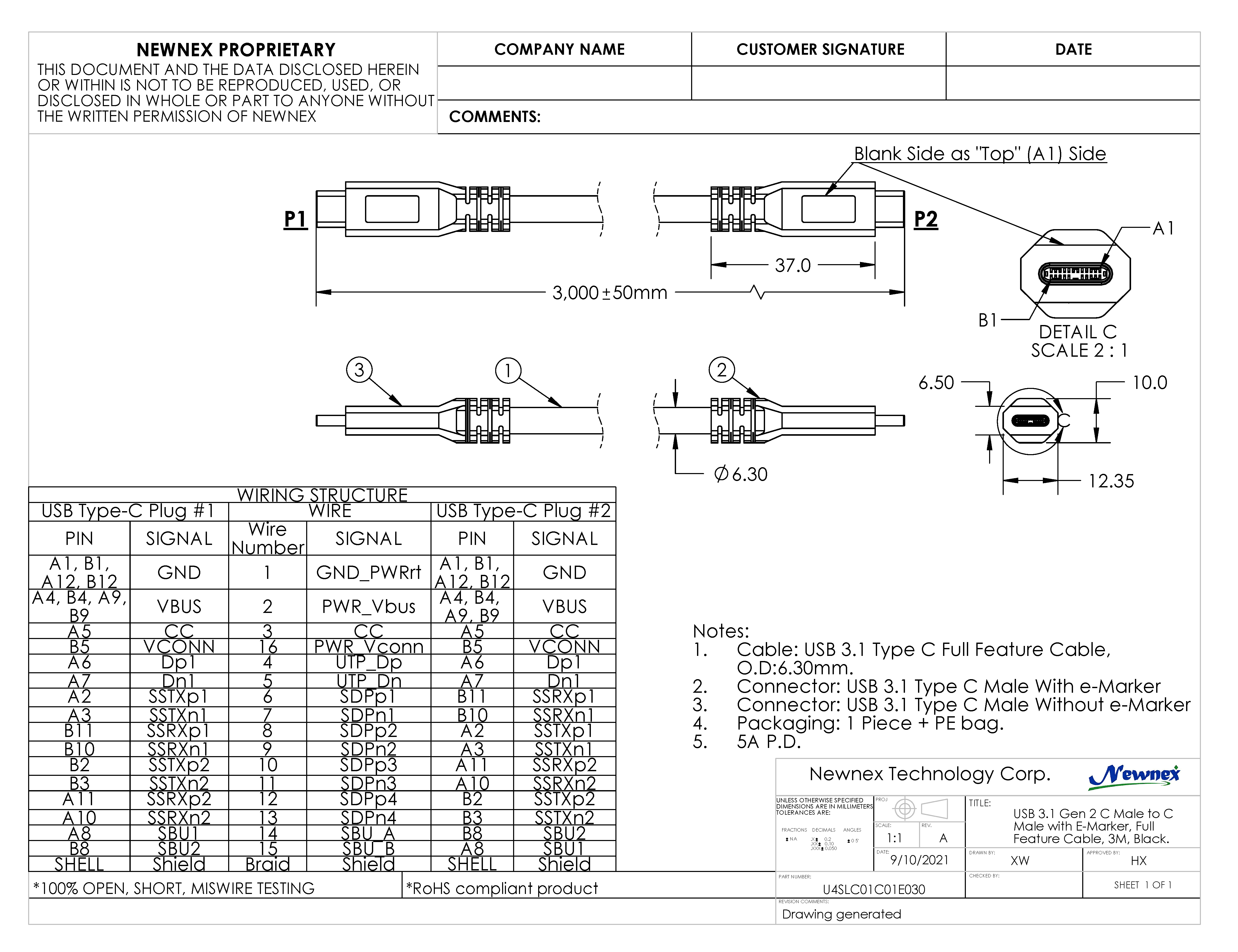 USB C to USB C Cable for USB 3.2, Display and PD | Newnex